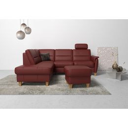 Ecksofa Home Affaire, B:236cm H:89cm T:212cm, rot, Luxus-Microfaser (100% Polyester);Struktur (100% Polyester);Luxus-Microfaser in Lederoptik (100%