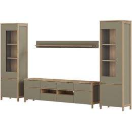 Wohnwand Home Affaire, B:339cm H:195cm T:39cmeukalyptus skandi eiche, Holzwerkstoff, Wohnzimmer, Kastenm&ouml;bel-Sets, "Stranda, moderne Anbauwand,