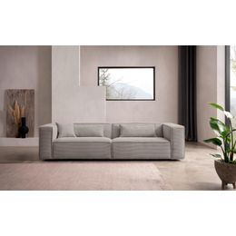 3-Sitzer "PIARA, Couch mit Kedernaht, Sofa in Cord, Leinenoptik o. Strukturstoff", greige, B:275cm H:66cm T:101cm, 100% Polyester, LeGer Home by Lena Gercke, Sofas, schwarze F&uuml;&szlig;e, bequemer Sitzkomfort