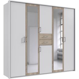 Kleiderschrank wimex, B:225cm H:207cm T:58cm, weiß, Kinderzimmer, Schränke, "Diver Drehtürenschrank mit Spiegel, 180, 225 o. 270cm breit", Bestseller