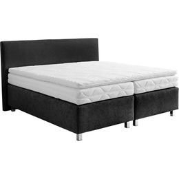 Boxspringbett, B:215cm L:210cm, grau, Westfalia Schlafkomfort, Komplettbetten, "Florenz in den Breiten 160x200, 180x200cm & 200x200cm", Verchromte