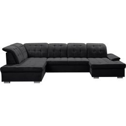 Wohnlandschaft WERK2, B:332cm H:105cm T:217cm, grau, 95% Polyester, 5% Nylon, Sofas, "Kordula-New Multifunktion Couch, Breite 332cm, U-Form", Sofa in