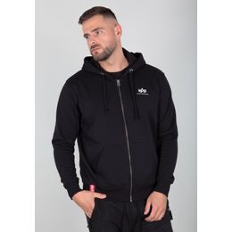 Herren Hoodie "Basic Zip Hoodie SL", schwarz, Gr. S, Alpha Industries, Shell: 80% Cotton, 20% Polyester, Sweatshirts