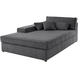 Ottomane OTTO HOME, B:130cm H:75cm, schwarz, Baumwollmix (60% Baumwolle/40% Leinen);Struktur fein (100% Polyester);Samtoptik (100%