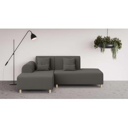 Ecksofa OTTO HOME, B:258cm H:85cm T:168cm, grau, 100% Polyester, Wohnzimmer, Sofas, "Suyala", L-Form mit Hocker