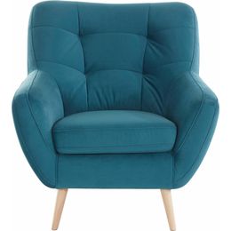 Sessel, B:87cm H:92cm T:92cm, blau, exxpo - SOFA FASHION, Korpus: 100% PES;Luxus-Microfaser (100% Polyester), Wohnzimmer, Sessel, "Scandi,