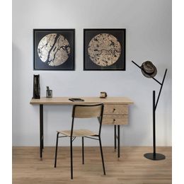 Schreibtisch WOODMAN, B:130cm H:75cm T:65cm, braun, Büro, Tische, "Jugend", Schubladen mit Soft-Close-Funktion, Beine aus Metall, FSC