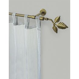 Gardinenstange Garesa, L:160cm &Oslash;:16mm, gold, Metall, Gardinenstangen, "SHEET", Vorhanggarnitur, verl&auml;ngerbar, Knopf mit Bl&auml;tter, ohne Ringe