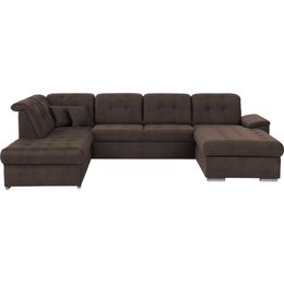 Wohnlandschaft, B:340cm H:92cm T:248cm, braun, exxpo - SOFA FASHION, Sofas, "Durango, aufwendige Sitz- und R&uuml;ckenverarbeitung, bequem, U-Form", inkl.