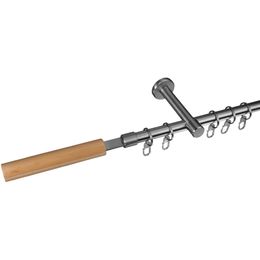 Gardinenstange Liedeco, L:120cm &Oslash;:16mm, silber, Edelstahl, Holzwerkstoff, Gardinenstangen, "Stil Kolding", 1-l&auml;ufig im Fixma&szlig; &Oslash; 16 mm