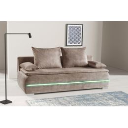 Schlafsofa WERK2, B:206cm H:88cm T:91cm, beige, 100% Polyester, Kinderzimmer, Sofas, "Tekla LED, Bettcouch Breite 206cm, Liegefläche 200/140cm",