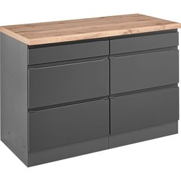 Unterschrank KOCHSTATION, B:120cm H:86cm T:60cm, grau, Holzwerkstoff, K&uuml;che, Schr&auml;nke, "KS-Bruneck", >>Bruneck<< 120 cm breit, f&uuml;r viel Stauraum,