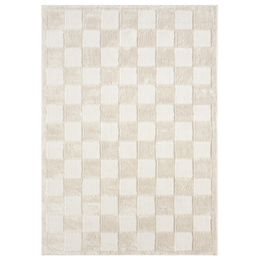 Teppich OTTO HOME, B:80cm H:19mm L:150cmcreme, Kunstfaser, Wohnzimmer, Teppiche, "Belion, Hoch-Tief-Struktur, Karo-Muster", leichter Glanz,