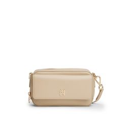 Tommy Hilfiger Damen Mini Bag "TH ICON CAMERA BAG", beige, Lederimitat, Taschen, Damen Umhängetasche, Schultertasche mit TH-Logoemblem