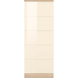 Vorratsschrank KOCHSTATION, B:60cm H:165cm T:60cm, beige, Holzwerkstoff, MDF, K&uuml;che, Schr&auml;nke, "KS-Virginia", 60 cm breit, mit 5 Ausz&uuml;gen