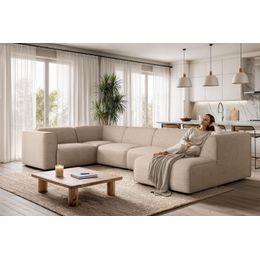 Wohnlandschaft OTTO HOME, B:367cm H:70cm T:206cm, grau, 100% Polyester, Sofas, "Merid U-Form, jederzeit durch Module erweiterbar, B/T/H: 367/206/70