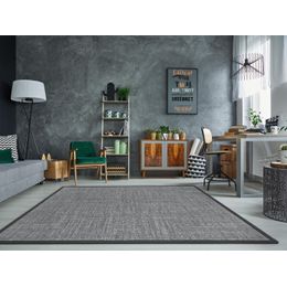 Teppich Dekowe, B:120cm H:10mm L:170cm, grau, Kunstfaser, Wohnzimmer, Teppiche, "Basic S2 Chiffron", meliert, moderne Optik, mit Bord&uuml;re, In- und