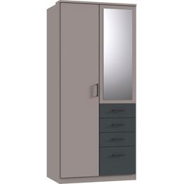 Kleiderschrank wimex, B:90cm H:199cm T:58cm, grau, Spanplatte, Kinderzimmer, Schränke, "Cottbus, in weiß oder grau modern kombiniert mit