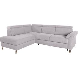 Sit & More Ecksofa SIT & MORE, B:245cm H:84cm T:194cm, silber, Wohnzimmer, Sofas, "Arngast L-Form", inklusive Kopfteilverstellung und Federkern