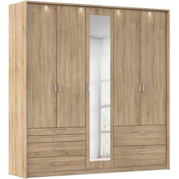 Dreht&uuml;renschrank Rauch, B:230cm H:231cm T:58cm, braun, Holzwerkstoff, Schr&auml;nke, "Kleiderschrank Schrank Garderobe W&auml;scheschrank WILDBERG", mit 6