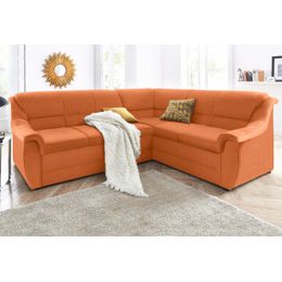 Ecksofa DOMO collection, B:251cm H:88cm T:193cm, orange, Struktur grob (85% Polyester, 15% Polyacryl );Struktur (100% Polyester);Microfaser