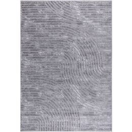 Teppich OTTO HOME, B:240cm H:12mm L:320cm, grau, Kunstfaser, Wohnzimmer, Teppiche, "Luvu, mit Hoch-Tief-Struktur", Modernes Design, Boho-Charme,