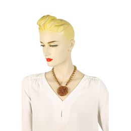 Damen Kette mit Anh&auml;nger "Raja", gold, Basic, Collezione Alessandro, Glas, Halsketten, zweireihige Kette mit rundem Anh&auml;nger