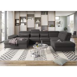 Sit & More Wohnlandschaft SIT & MORE, B:359cm H:87cm T:230cm, grau, 100% Polyester, Sofas, "Cabrio U-Form, B: 359 cm, mit Sitztiefen-, Arm- &