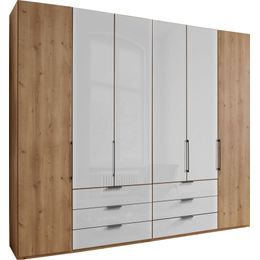 Dreht&uuml;renschrank Wiemann, B:246,9cm H:236cm T:58cm, braun, Floatglas, Holzwerkstoff, Schr&auml;nke, "Monaco", mit Teil-Glasfront sowie hochwertige