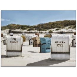 Glasbild Artland, B:80cm H:60cm, wei&szlig;, Glas, K&uuml;che, Bilder, "Ein Tag am Meer", in verschiedenen Gr&ouml;&szlig;en