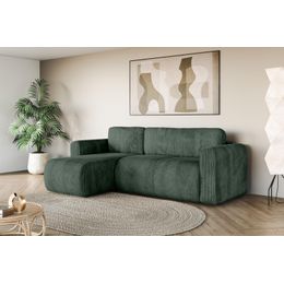 Ecksofa OTTO HOME, B:250cm H:86cm T:166cm, grün, 100% Polyester, Wohnzimmer, Sofas, "Zacharia wahlweise Schlafsofa mit Bettkasten, B/T/H 250/166/86