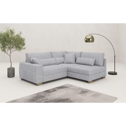 Ecksofa MR. COUCH, B:227cm H:68cm T:190cm, grau, Stripes (92% Polyester / 8% Nylon), Wohnzimmer, Sofas, "Hilla L-Form, bis 140 kg belastbar", mit
