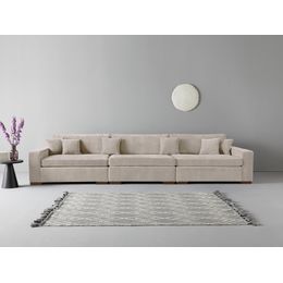 3-Sitzer Home Affaire, B:400cm H:86cm T:130cm, beige, 100% Polyester, Sofas, "Skara XXL", Lounge-Sofa XXL mit Federkern-Polsterung, in vielen