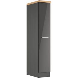 Apothekerschrank KOCHSTATION, B:30cm H:166cm T:60cm, grau, MDF, Küche, Schränke, "KS-Milan", Apothekerschrank 30 cm, matte oder hochglänzende Fronten