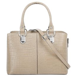 CLUTY Damen Umh&auml;ngetasche, beige, Leder, Taschen, echt Leder, Made in Italy