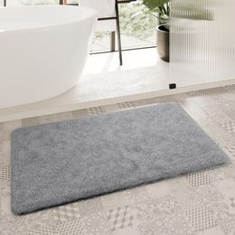 Badematte HOMIE LIVING, H:30mm, grau, Polyester, Badematten, "Porto Azzurro", Badteppich, uni, rechteckig & rund, waschbar, Badezimmerteppich