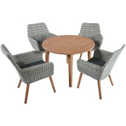 Garten-Essgruppe Garden Pleasure, B:210cm H:96cm T:110cm, grau, Aluminium, FSC-zertifiziertes Massivholz, Polyrattan, Sitzmöbel-Sets,
