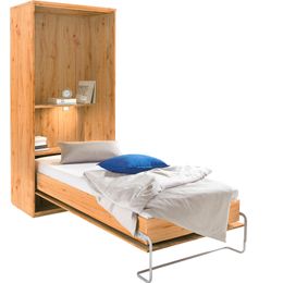 Schrankbett Priess, H:211cm, beige, Schrankbetten, "Ancona", mit Regal und LED-Beleuchtung