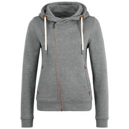 oxmo Damen Kapuzensweatjacke "Kapuzensweatjacke OXVicky", grau, Gr. S, Obermaterial: 80% Polyester PES. 20% Baumwolle CO., Sweatjacken