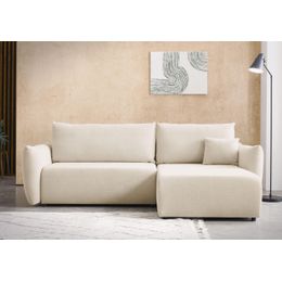 Ecksofa Home Affaire, B:257cm H:88cm T:177cm, beige, Wohnzimmer, Sofas, "MAVAS Schlafsofa mit Bettkasten, L-Form", ca.257/127cm (Liegefläche 212/145