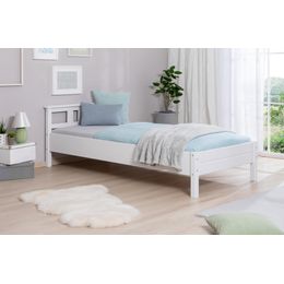 Futonbett Ticaa, B:101cm, wei&szlig;, Betten, "Merci", Einzelbett, aus Kiefer Massivholz, inkl. Rollrost