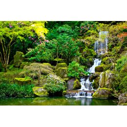 papermoon Fototapete "Garden Pond", B/L: 3,5m x 2,6m, Bahnen: 7 Stk., bunt, Tapeten