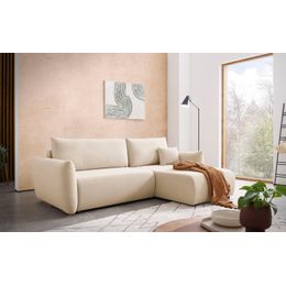 Ecksofa Home Affaire, B:257cm H:88cm T:177cm, beige, Wohnzimmer, Sofas, "MAVAS Schlafsofa mit Bettkasten, L-Form", ca.257/127cm (Liegefl&auml;che 212/145