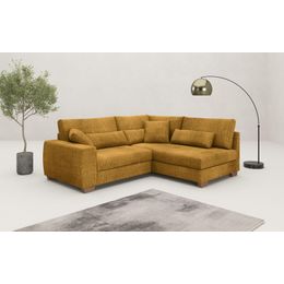 Ecksofa MR. COUCH, B:227cm H:68cm T:190cm, gelb, Novaclean Avanti (100% Polyester), Wohnzimmer, Sofas, "Hilla L-Form", Mit Federkern, wahlweise mit