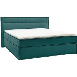 Boxspringbett Musterring, B:200cm L:215cm, blau, Komplettbetten, "JustB SC100", schwebende Optik, inklusive Topper, verschiedene Farben, 180 x 200 cm