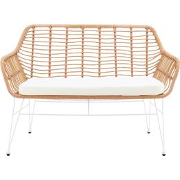 Sitzbank Salesfever, B:120cm H:85cm T:69cm, beige, Metall, Polypropylen, Esszimmer, Sitzbänke, "Wels Komfortable Bank", Indoor- und Outdoor geeignet