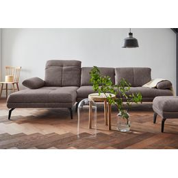 Ecksofa Andas, B:295cm H:83cm T:162cm, braun, Struktur weich (100% Polyester);Struktur grob (100% Polyester);100% NaturLEDER, Wohnzimmer, Sofas,