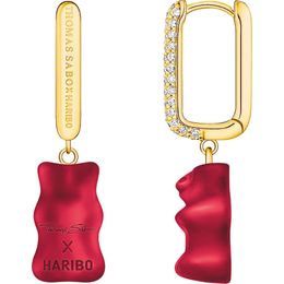 Thomas Sabo Damen Single-Creole "Thomas Sabo x HARIBO Schmuck: Gro&szlig;e Einzel-Creole mit Goldb&auml;r", Silber 925 (recycelt), rot, Silber 925 (recycelt),