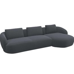 Wohnlandschaft FLEXLUX, B:307cm H:85cm T:146cm, grau, 100% Polyester, Sofas, "Torino, rund, L-Form, Sofa-Ecke mit Recamiere, Longchair-Sofa",