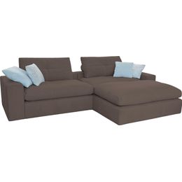 Ecksofa Alina, B:296cm H:84cm T:180cm, braun, Chenille (100% Polyester), Wohnzimmer, Sofas, "Sandy", mit losen Sitz- und R&uuml;ckenkissen
